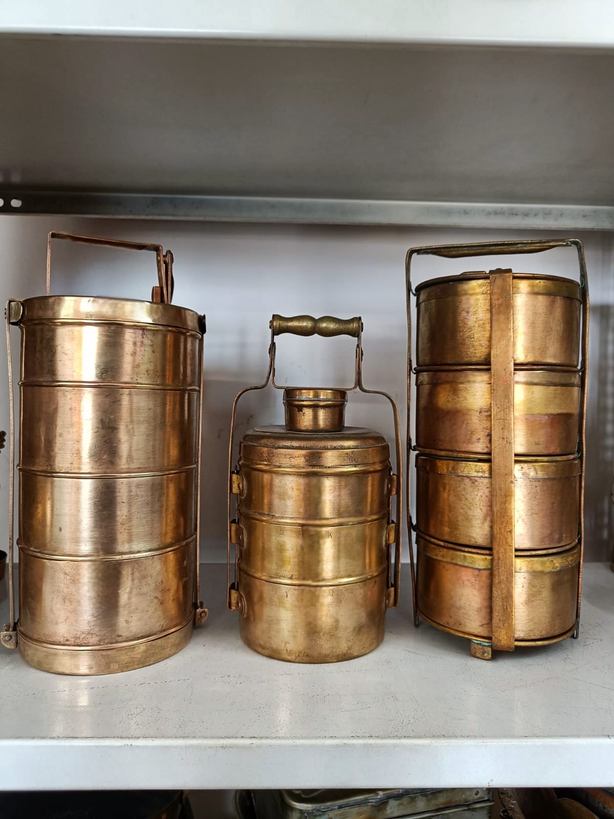 Brass Tiffin Boxes | Vintage Lunch Carriers | Bombay Antiques