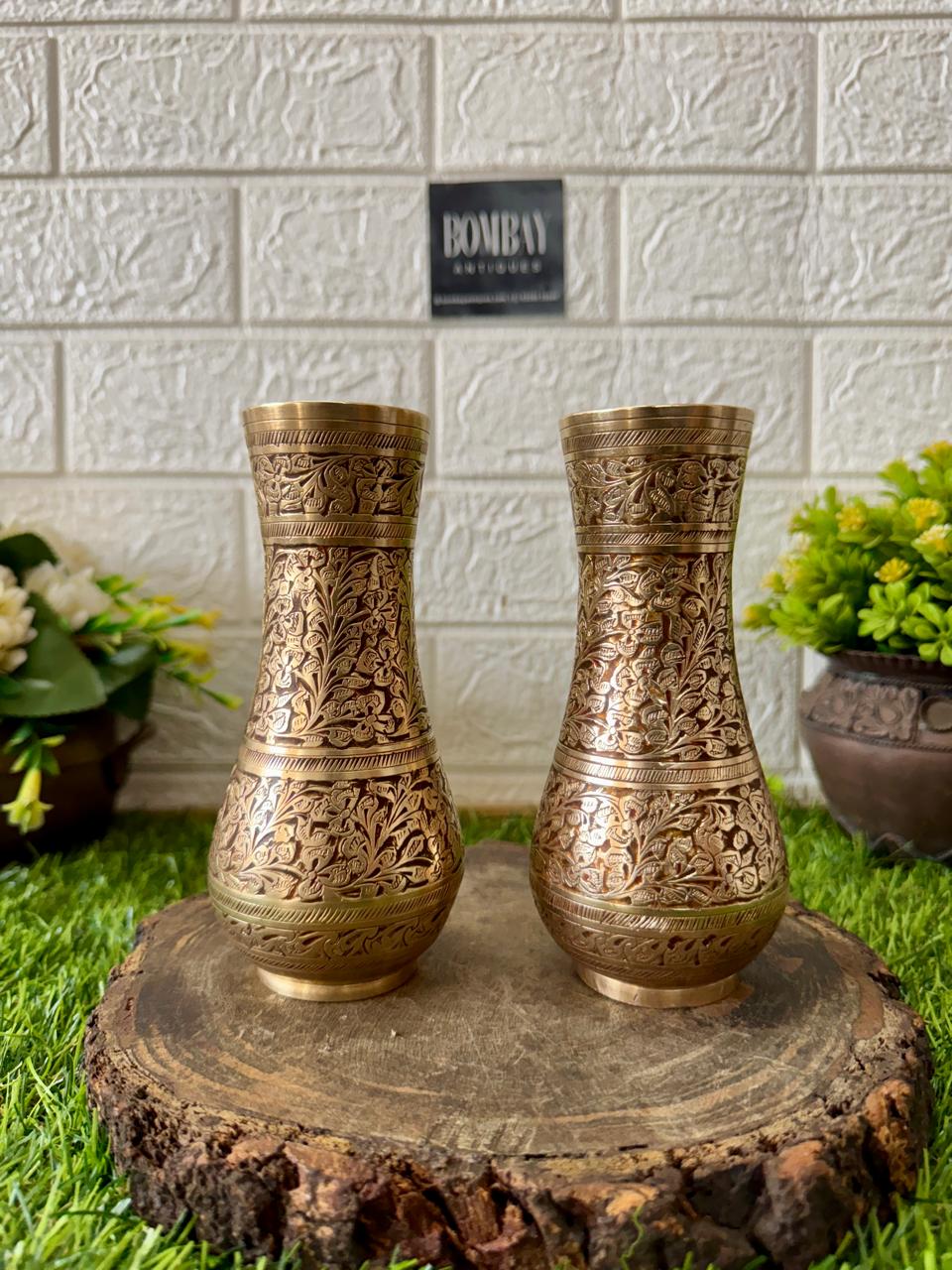 Antique Brass Vase Pair – Bombay Antiques