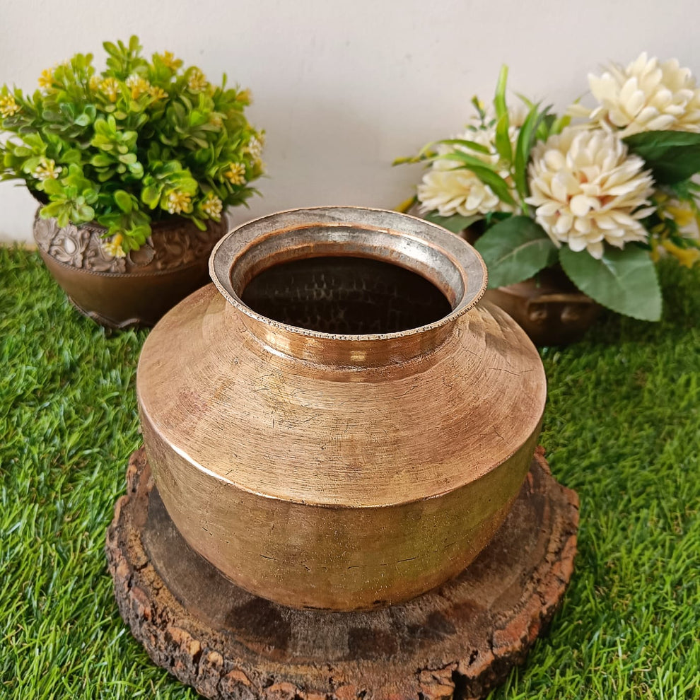 Brass Cooking Pot by Bombay Antiques | Kitchen Vessel | Pital Lota | K