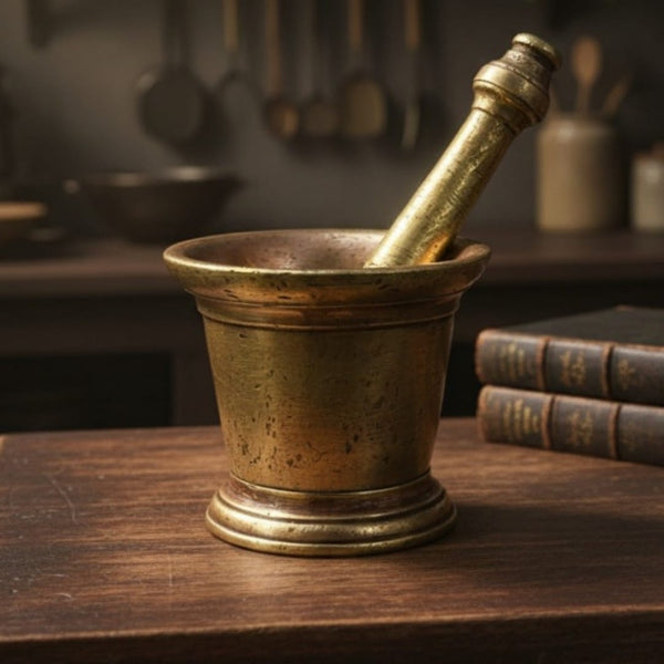 1987 Antique Brass Khalbatta | Brass Grinding Mortar – Bombay Antiques