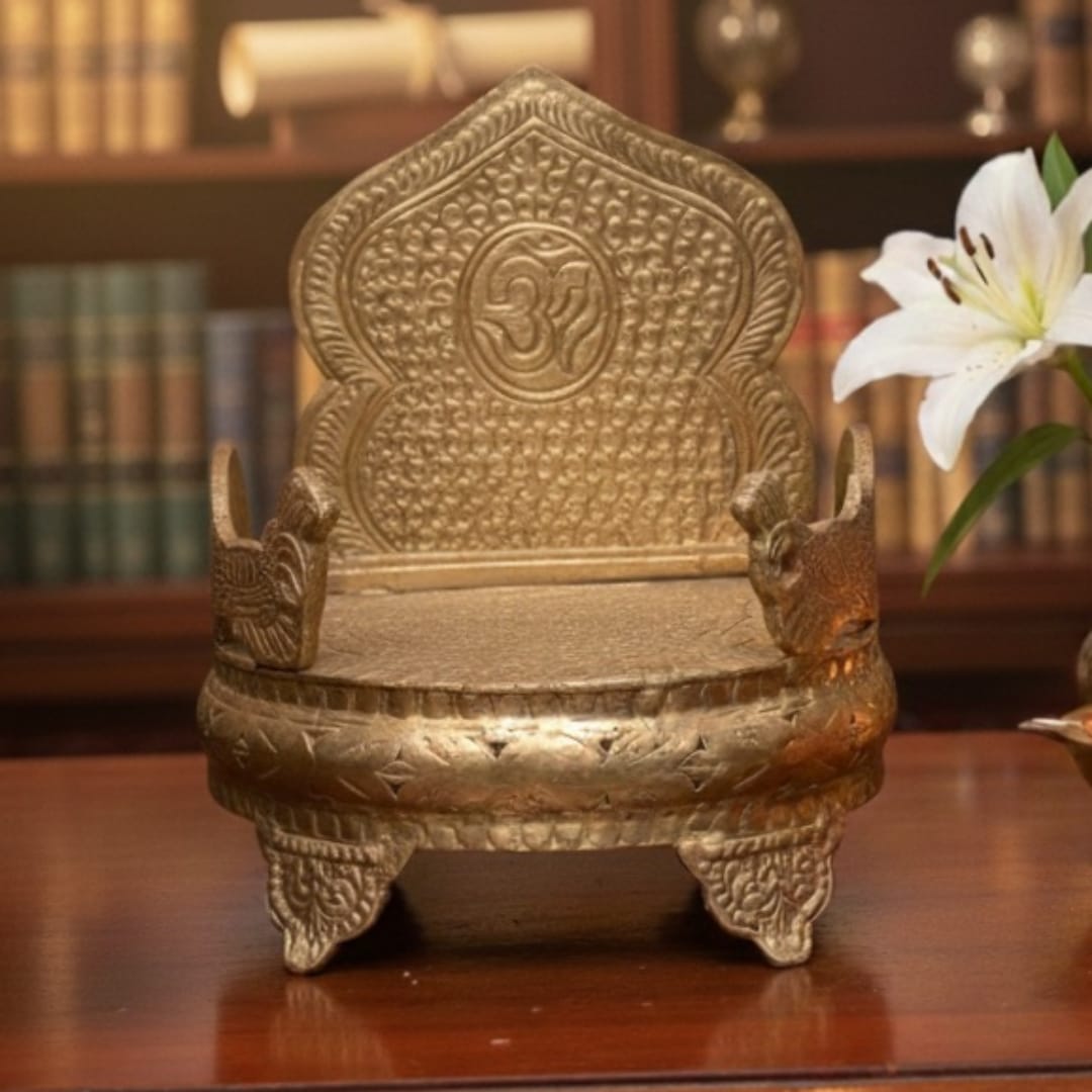 1989 Antique Brass Handmade Singhasan Big | Traditional Decorative Bra ...