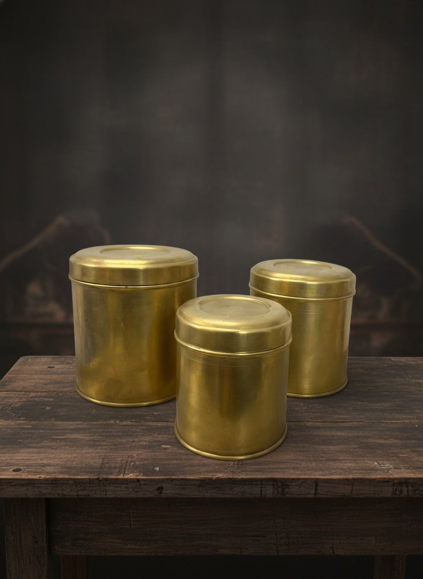 1968 Antique Brass Storage Box Set of 3 | Traditional Kitchen & Décor ...