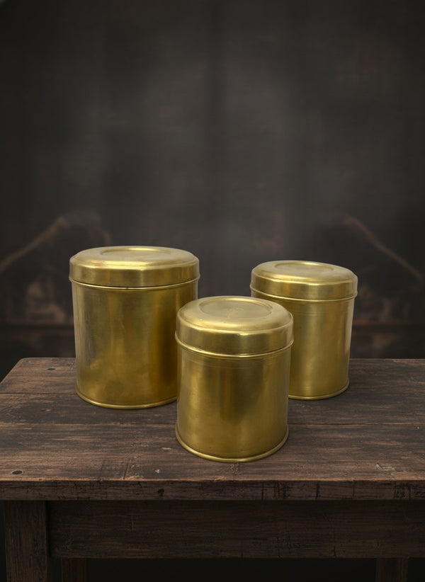 1968 Antique Brass Storage Box Set of 3 | Traditional Kitchen & Décor ...