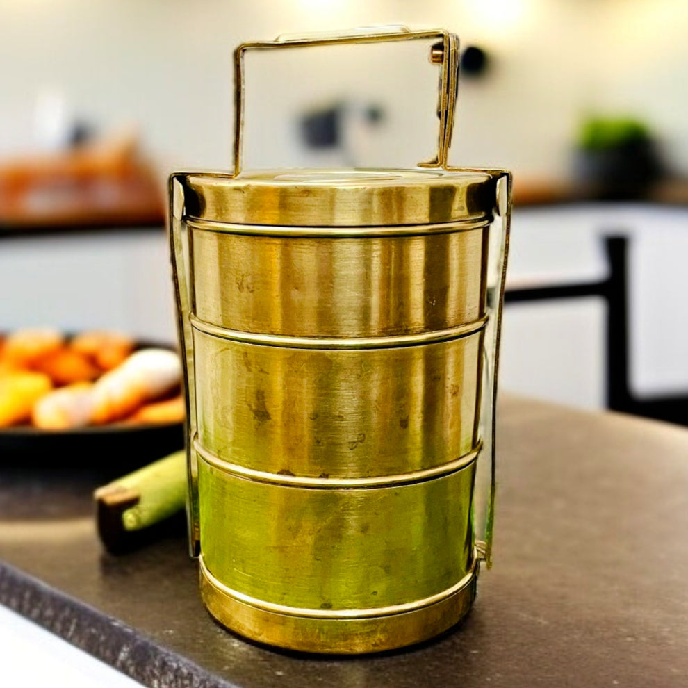 Antique Brass Tiffin Box | Traditional Pital Lunch Box – Bombay Antiques