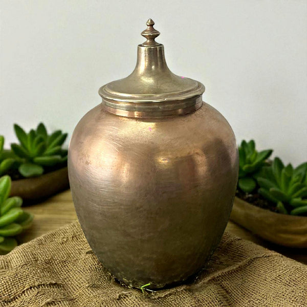 Antique Brass Storage Kalash with Lid | Pital Container for Ghee, Oil ...