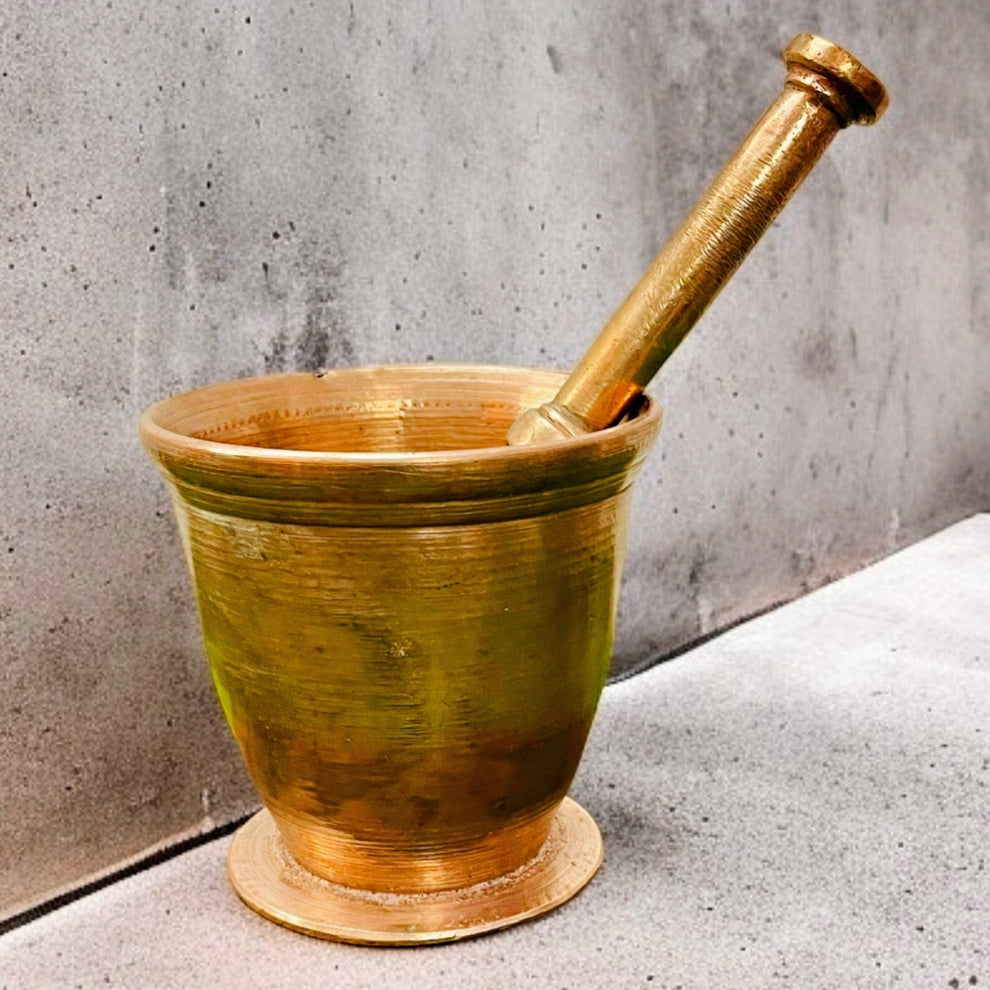 Antique Brass Khalbata | Traditional Grinder | Heritage Morter & Pestl ...