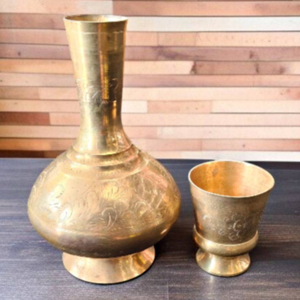 Antique Brass Pot with Glass | Pital Traditional Kitchen Set – Bombay ...