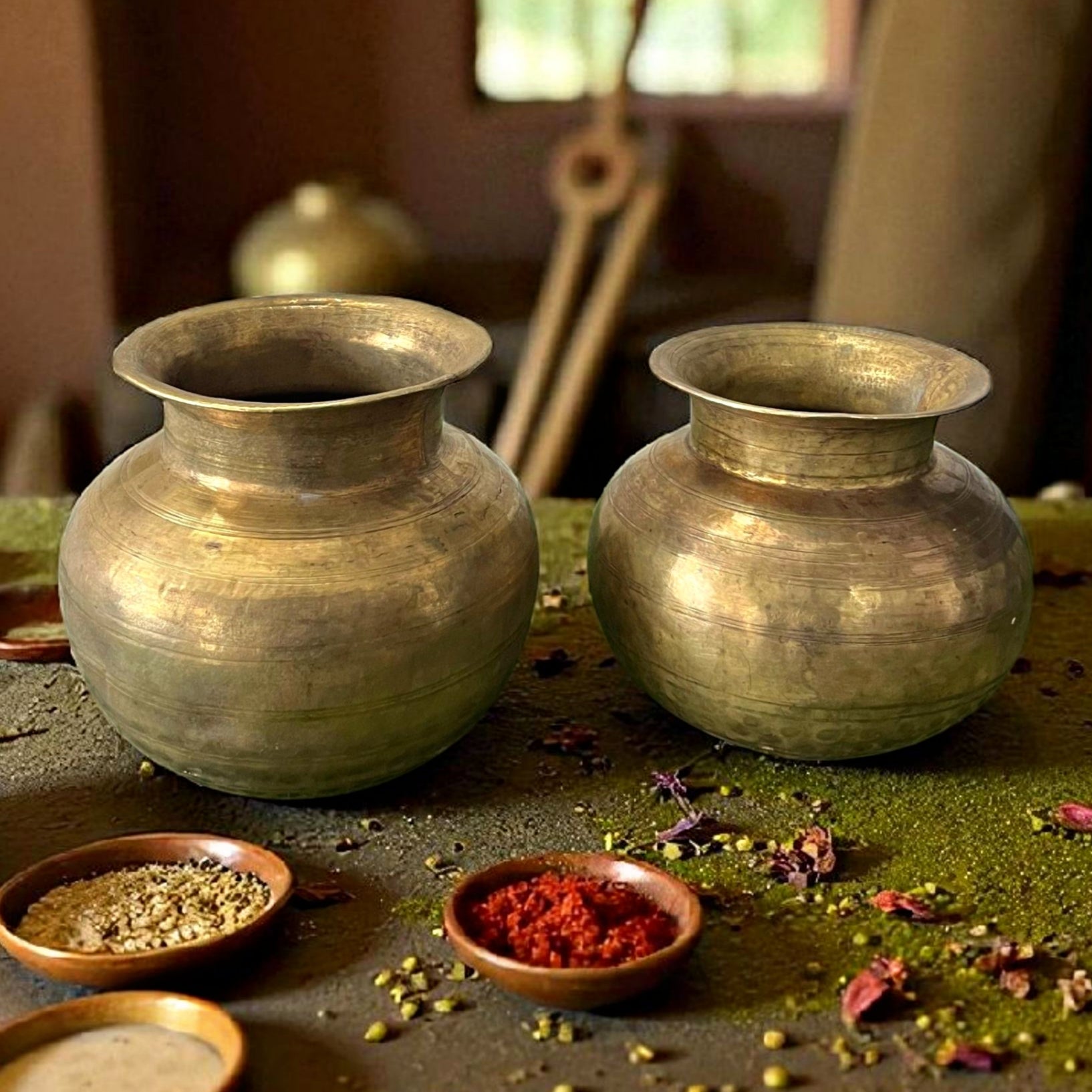 Antique Brass Kalash Pair | Traditional Water Storage Pots – Bombay ...